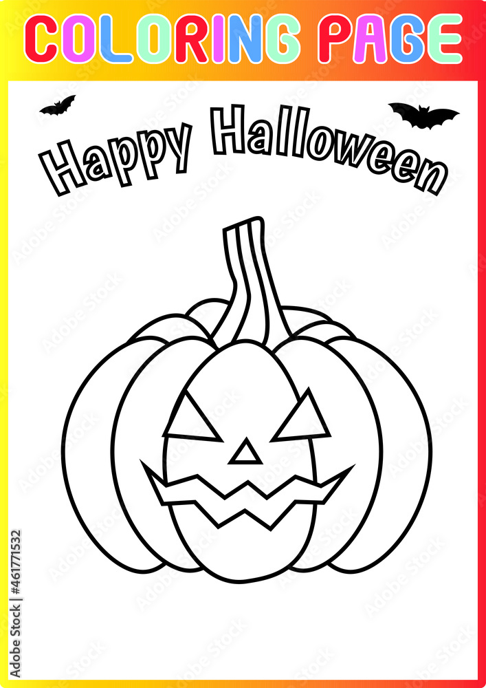 Happy Halloween Coloring Pages Printables Stock Vector | Adobe Stock