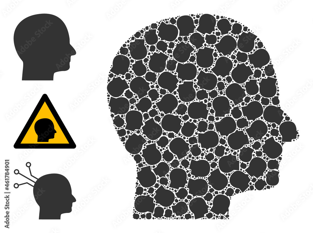 Itself recursion collage human head. Vector human head collage is done ...