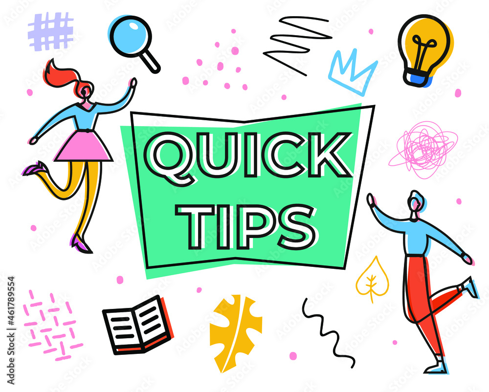 quick tips vector illustration concept, man and woman give advice ...
