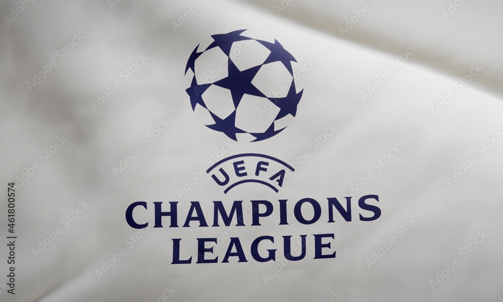 Official logo of the UEFA Champions League on waving fabric. Editorial ...