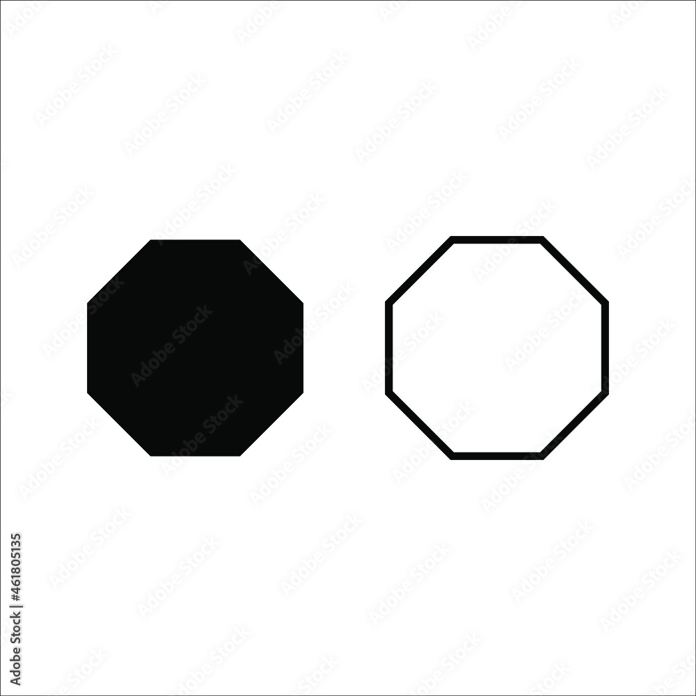 octagon shapes with outlines and fill colors, fields for logos or ...