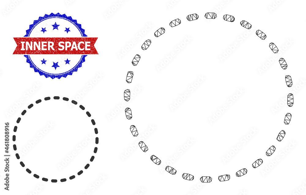 Mesh dashed circle area framework illustration, and bicolor unclean ...