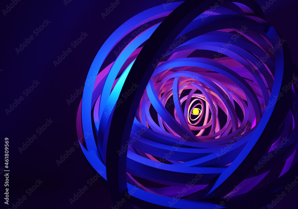 Modern dark blue background with rings. Abstract geometry in background ...