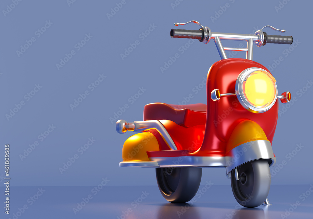 Scooter in retro style. Vintage red scooter. Motor scooter model on ...