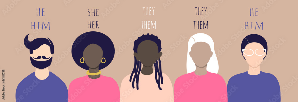 vector illustration on the theme of gender diversity, people with non ...