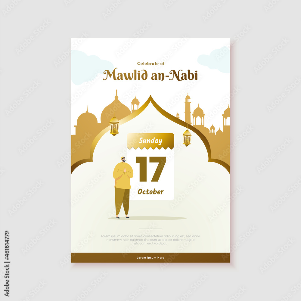 Islamic poster design of Mawlid Nabi concept Stock Vector | Adobe Stock