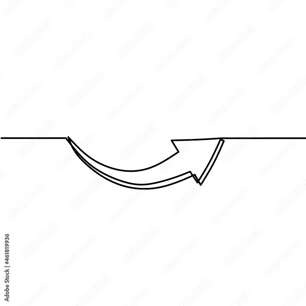 Continuous line drawing of arrow, object one line, single line art ...