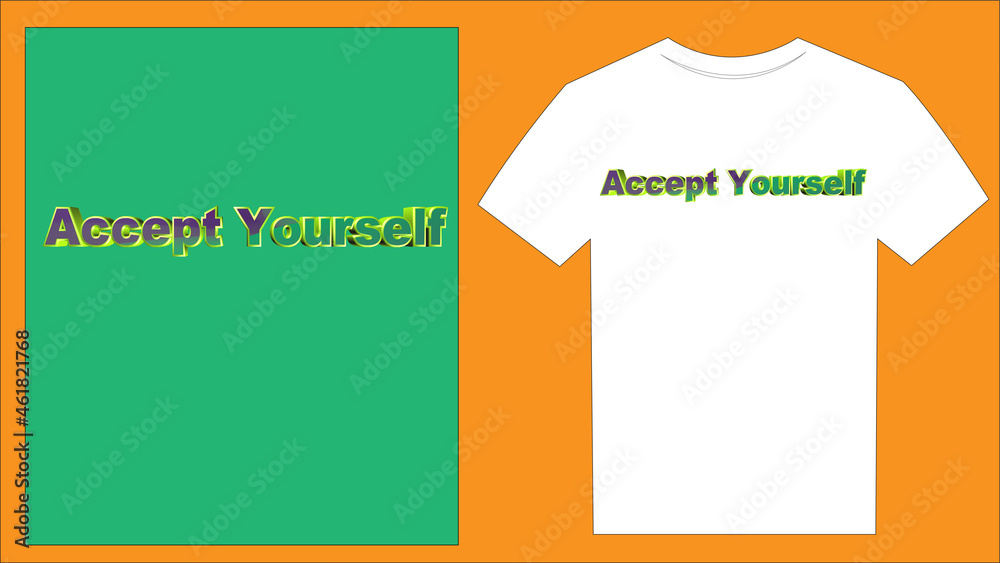 3D Accept Yourself Letter T-shirt Logo. 3D typography, Vector ...