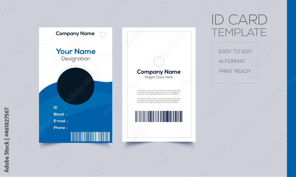 Id Card Design Template with photo space & with easy to edit Stock ...