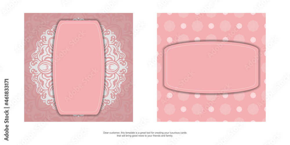 Brochure template in pink color with a luxurious white pattern for your ...