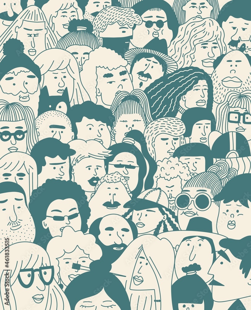 Standing out from the crowd. Urban commuters one continuous line ...