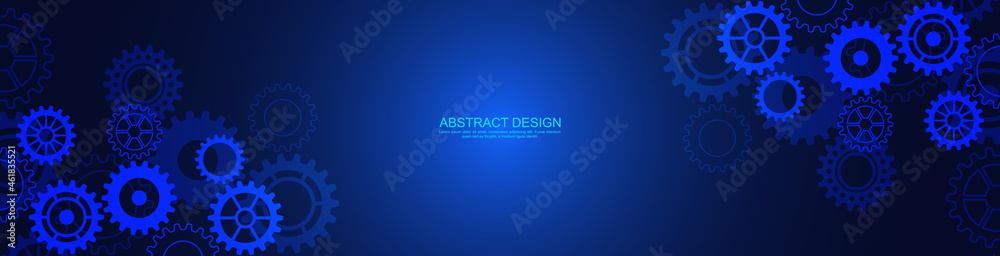 Website header or banner design with cogs and gear wheel mechanisms ...
