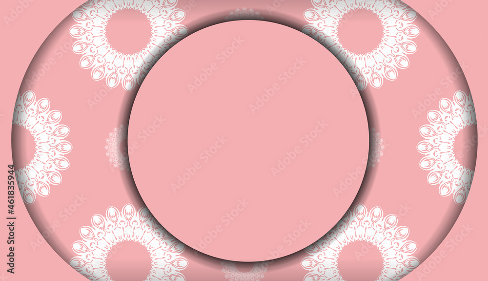 Pink color banner template with luxury white pattern for design under ...