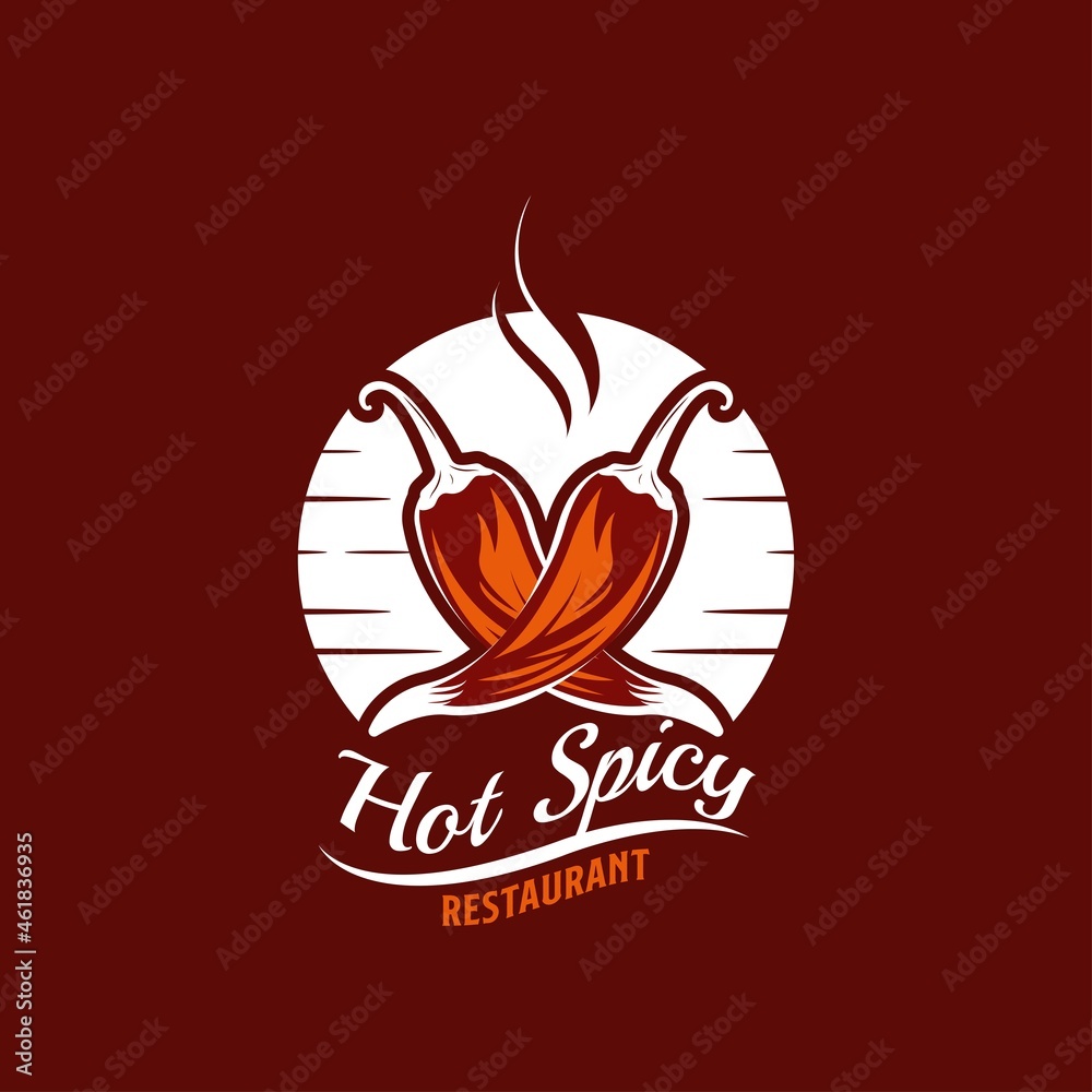 Vintage Retro Hot Spicy Restaurant Logo Design. With smoke, fire, and ...