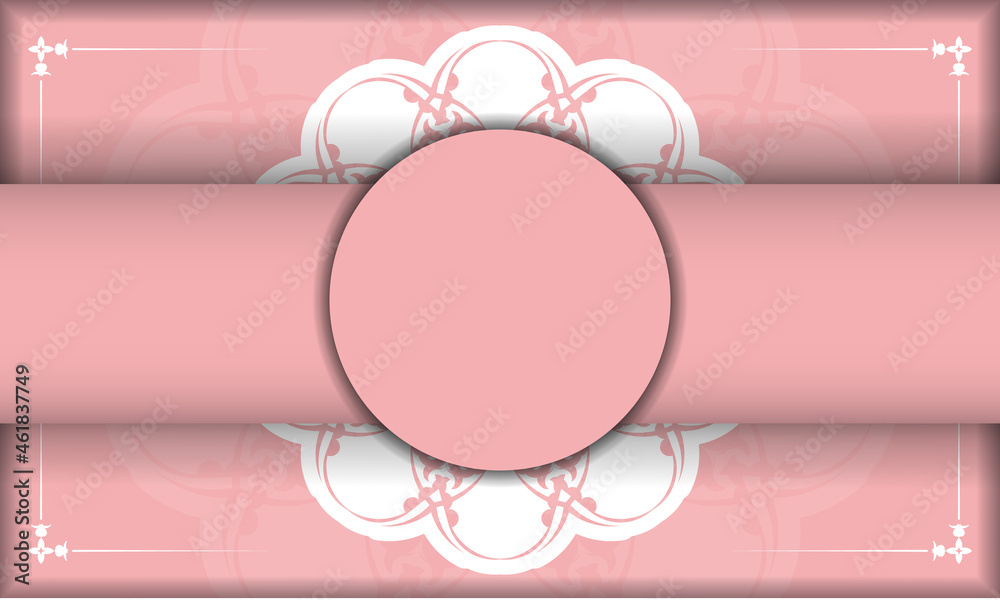 Pink color banner template with mandala white pattern and place under ...