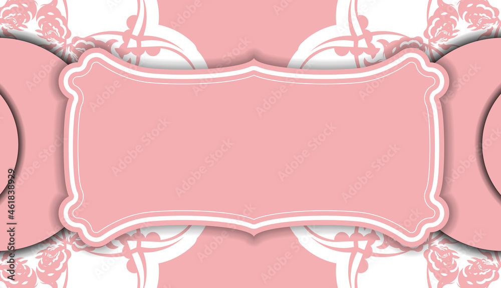 Pink color banner template with indian white ornaments for logo design ...