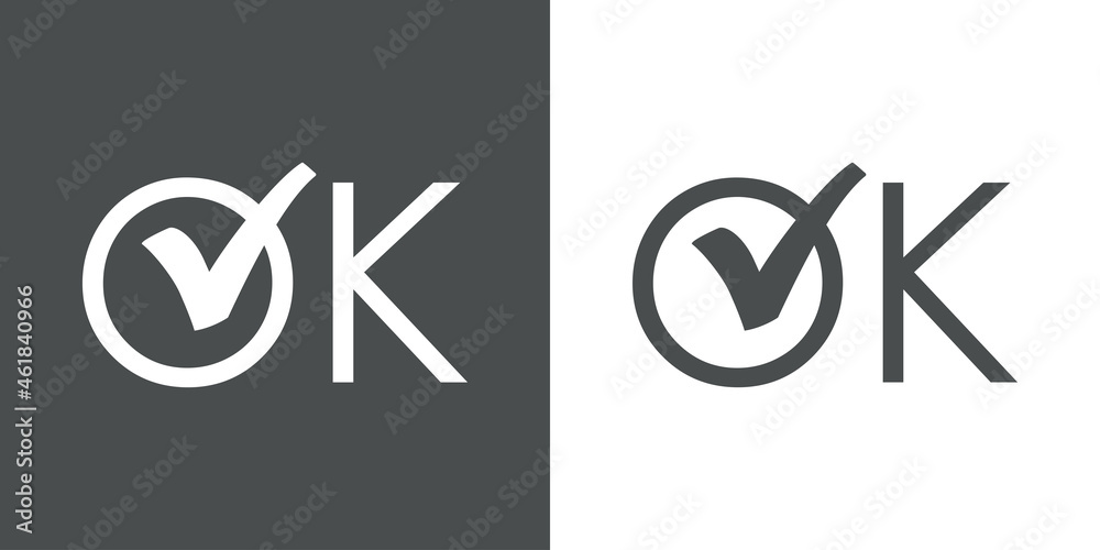 Vecteur Stock Logotipo con palabra OK con letra O como checkmark con ...