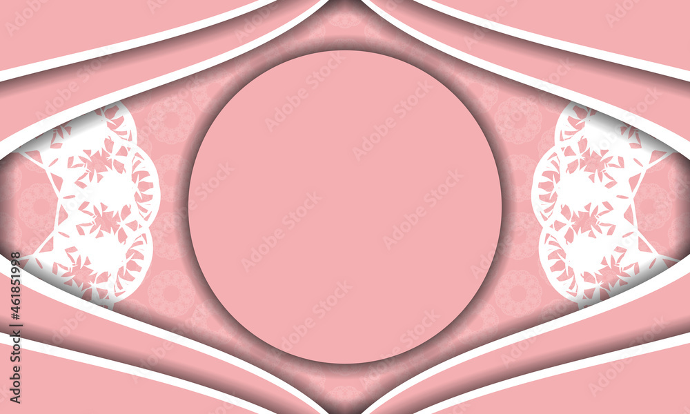 Pink color banner template with luxury white pattern for logo or text ...
