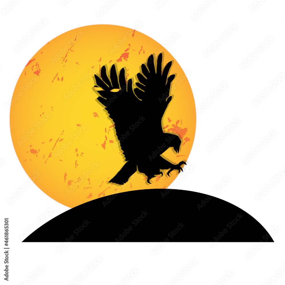 Bird eagle sunset sunrise moon silhouette Stock Vector | Adobe Stock