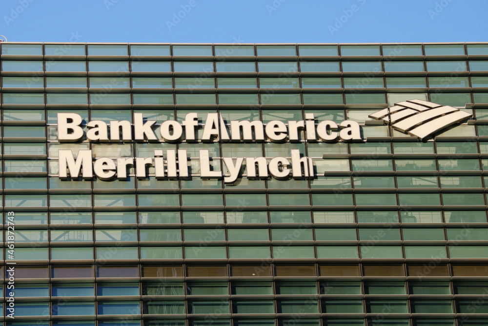 Sign on Tokyo office of Bank of America Merrill Lynch in Nihonbashi ...