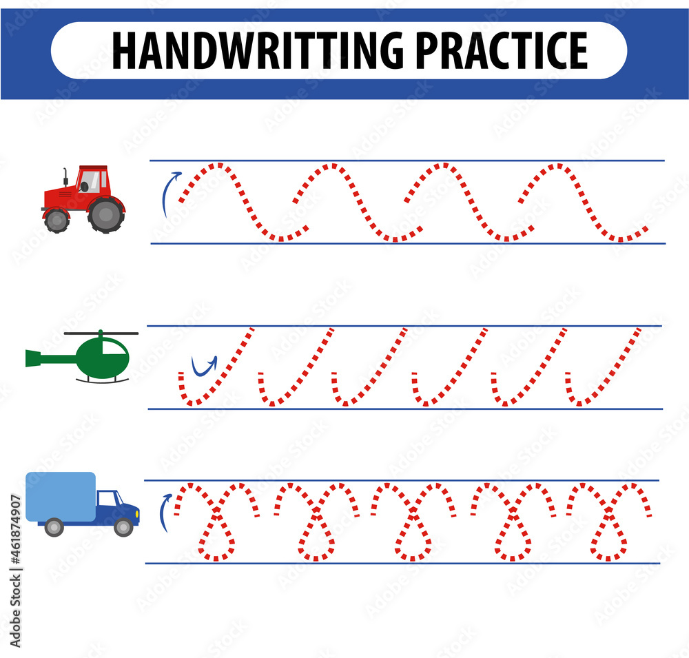 Handwriting practice sheet. Educational children game, printable ...