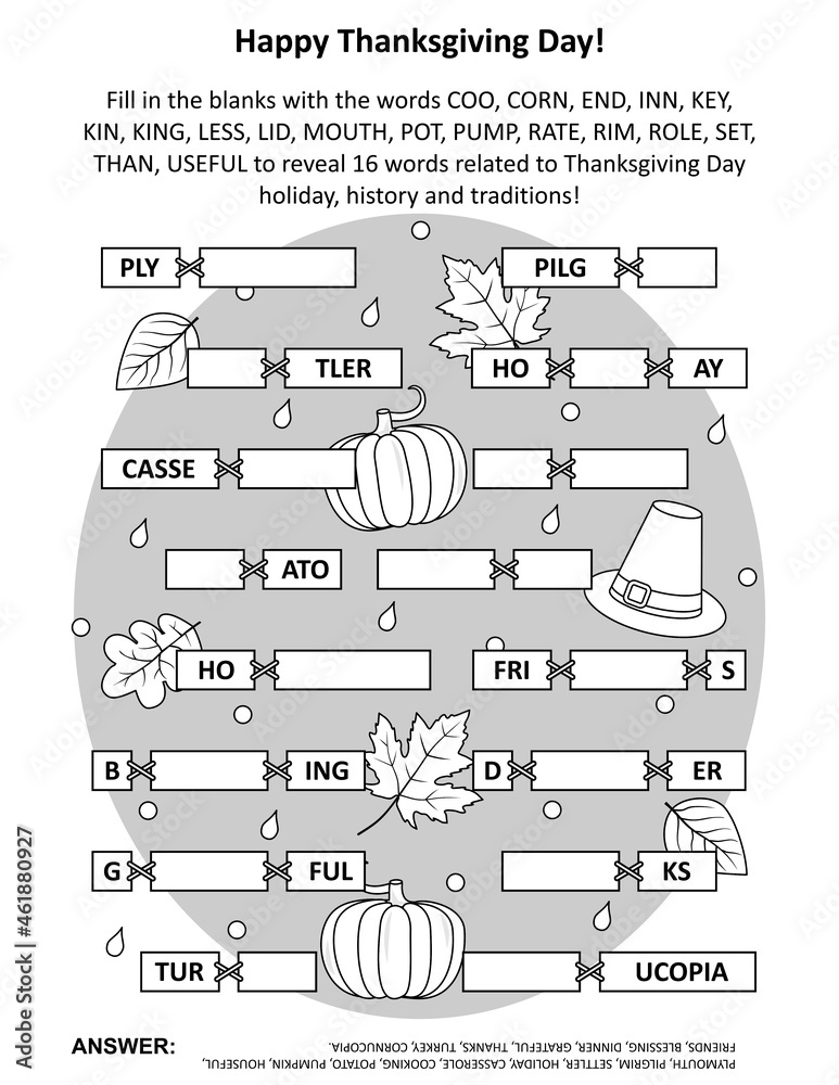 Word game: Fill in the blanks with the words provided to make 16 words ...