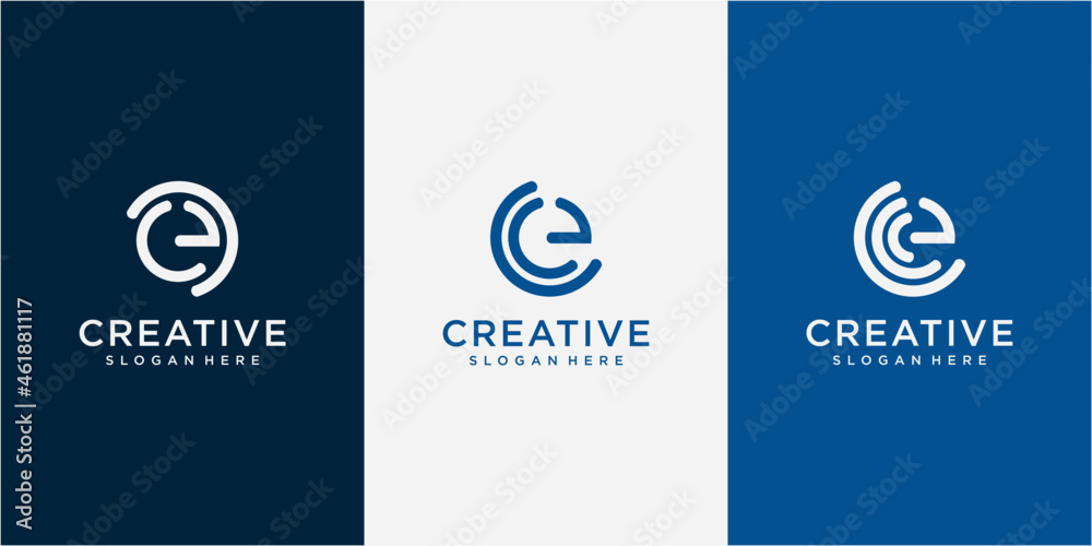 Letter E modern logo design inspiration. set of creative letter E logo ...