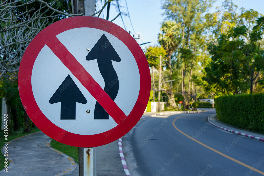 Traffic signs in the no-overtaking zone which can cause accidents are ...