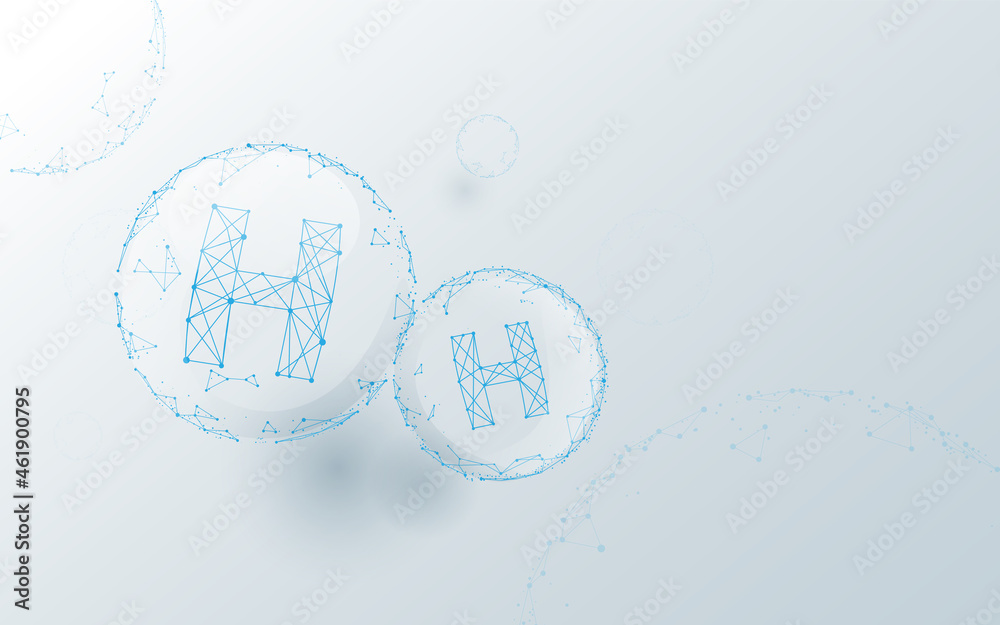 Water molecule H2O. Molecular structure. Low polygon line, triangles ...