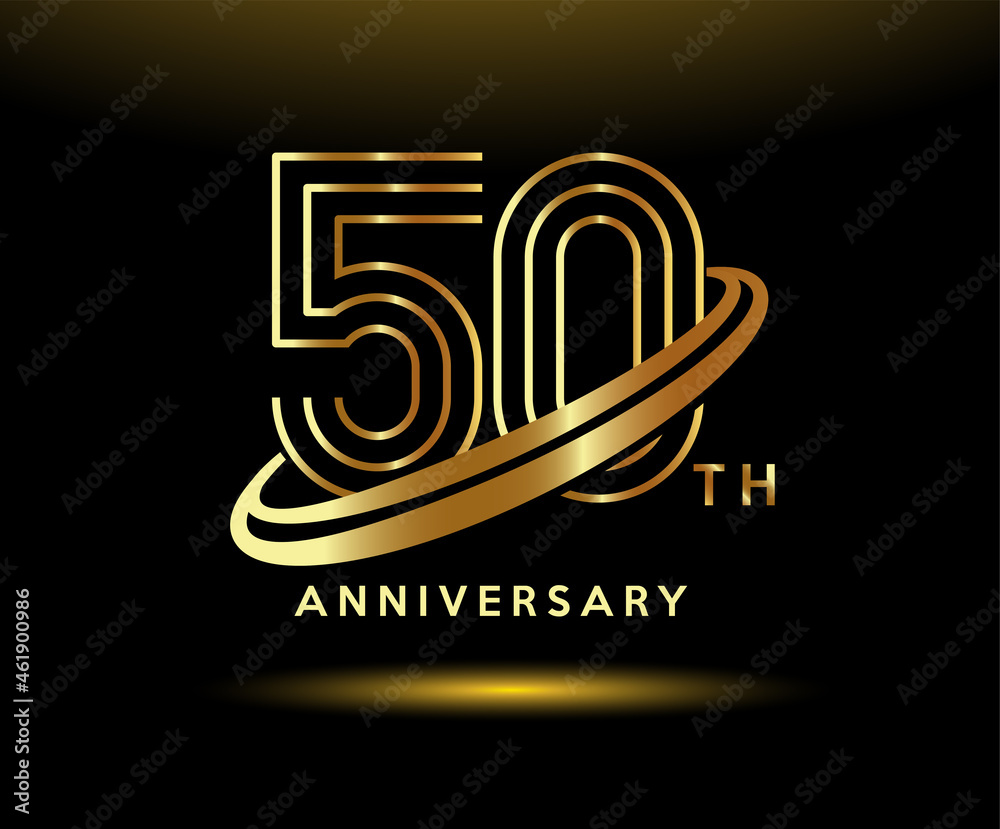 Golden 50 year anniversary celebration logo design inspiration Stock ...