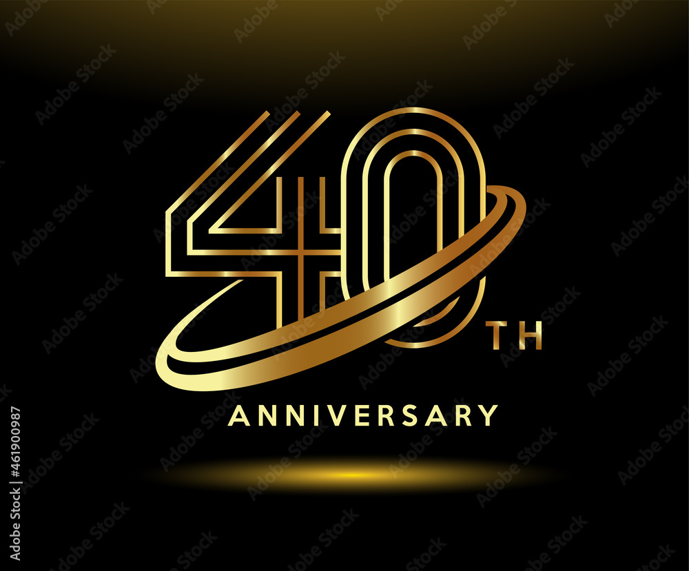 Golden 40 year anniversary celebration logo design inspiration Stock ...