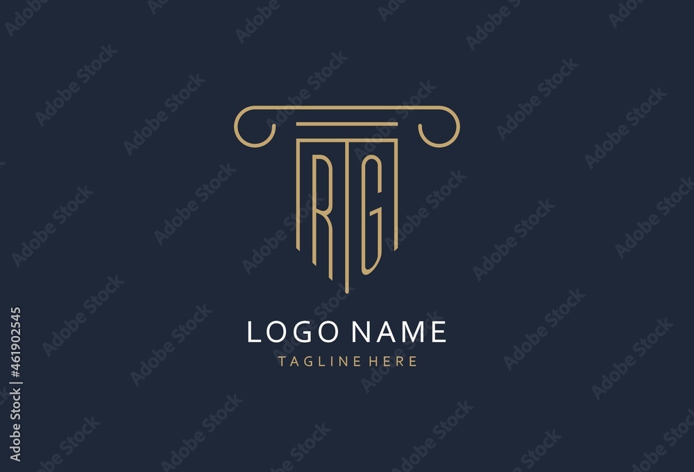 RG initial with pillar shape logo design, creative monogram logo design ...