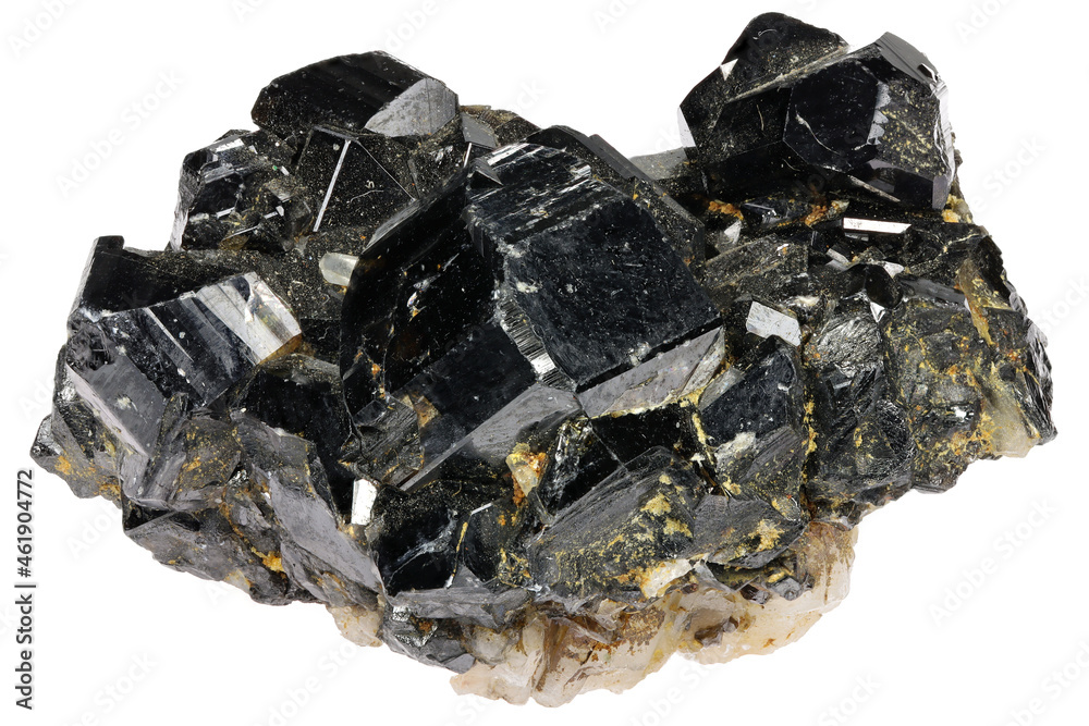 cassiterite (tin ore) from Viloco, Bolivia isolated on white background ...
