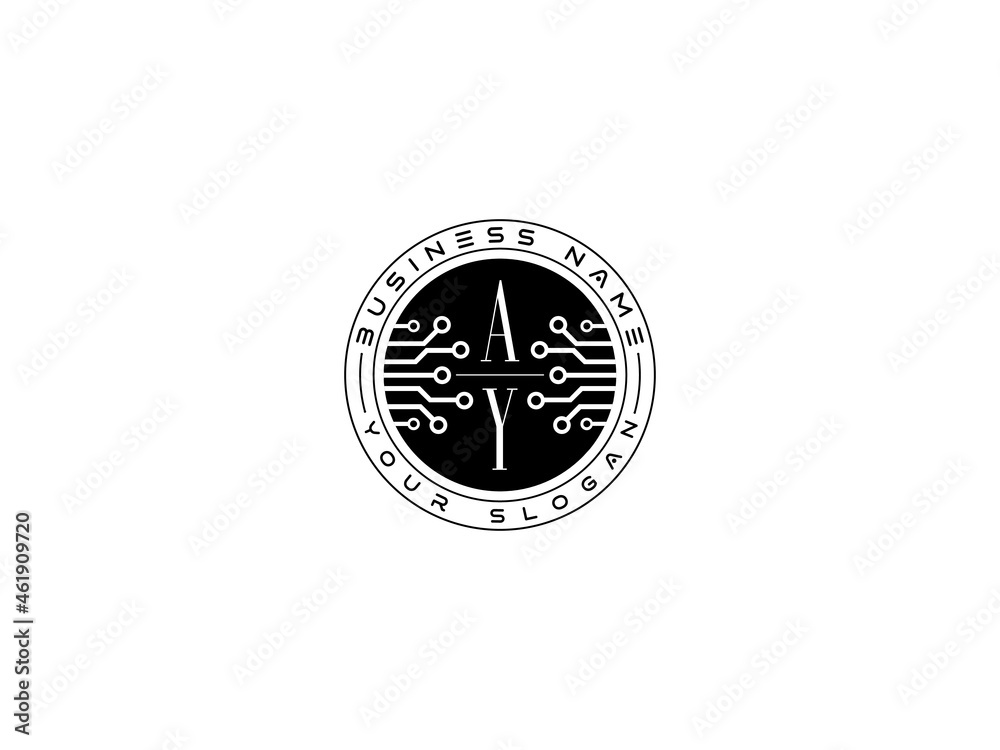 Technology AY Logo, Initial ay Technology Logo concept, round emblem ...