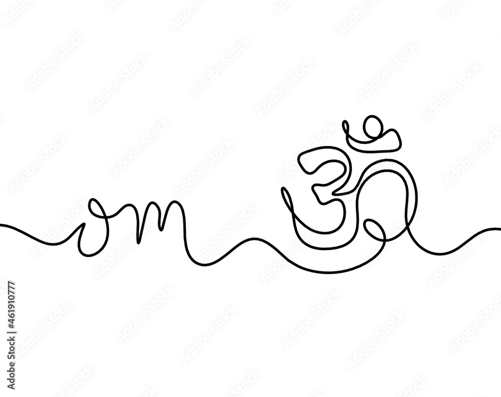 Sign of OM as line drawing on the white background. Vector Stock Vector ...