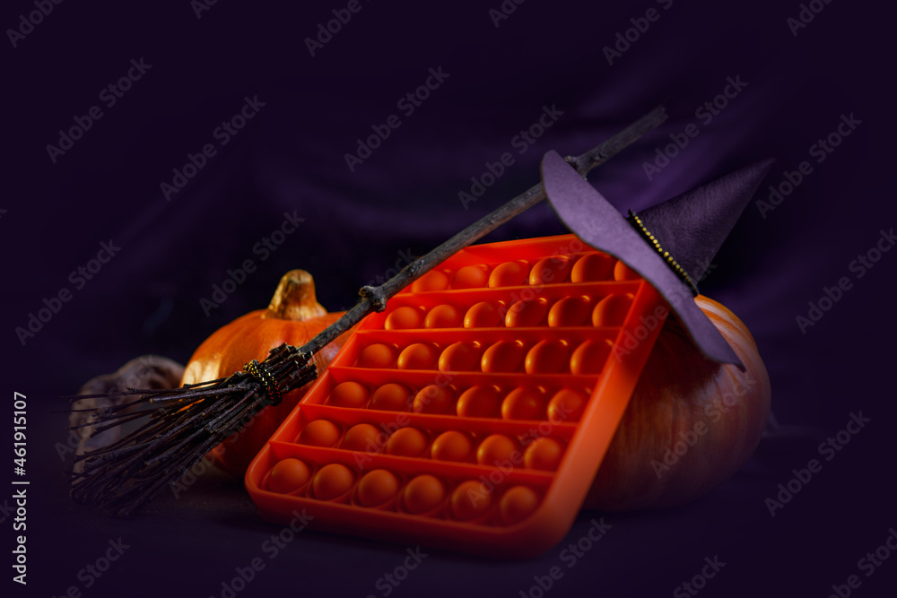 Fashion anti-stress sensory popit bubble popping toy. Halloween concept ...