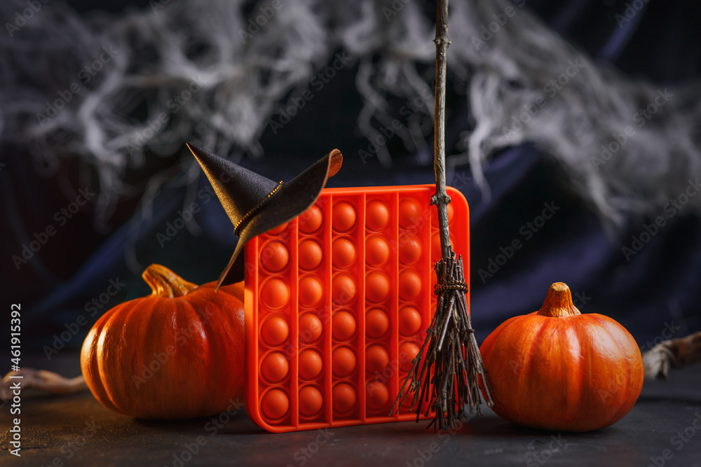 Fashion anti-stress sensory popit bubble popping toy. Halloween concept ...