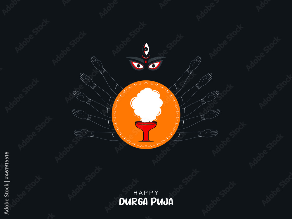 Happy Durga Puja Background Goddess Durga Hand Stylish for Hindu ...