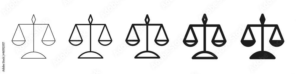 Weight scale sign set. Scales of justice simple isolated logo symbol ...