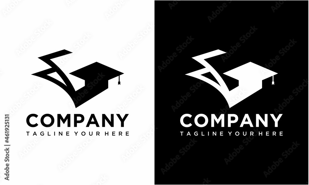 Bachelor hat and book logo template. Graduation hat vector design ...