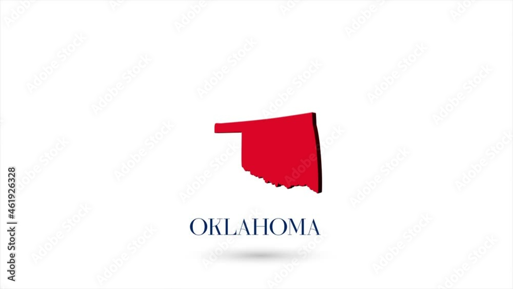 3d animated flat map showing the state of Oklahoma from the United ...