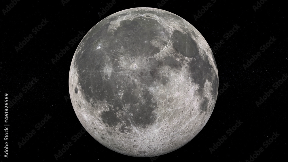 Realistic Detailed Full Moon and Stars Stock Photo | Adobe Stock