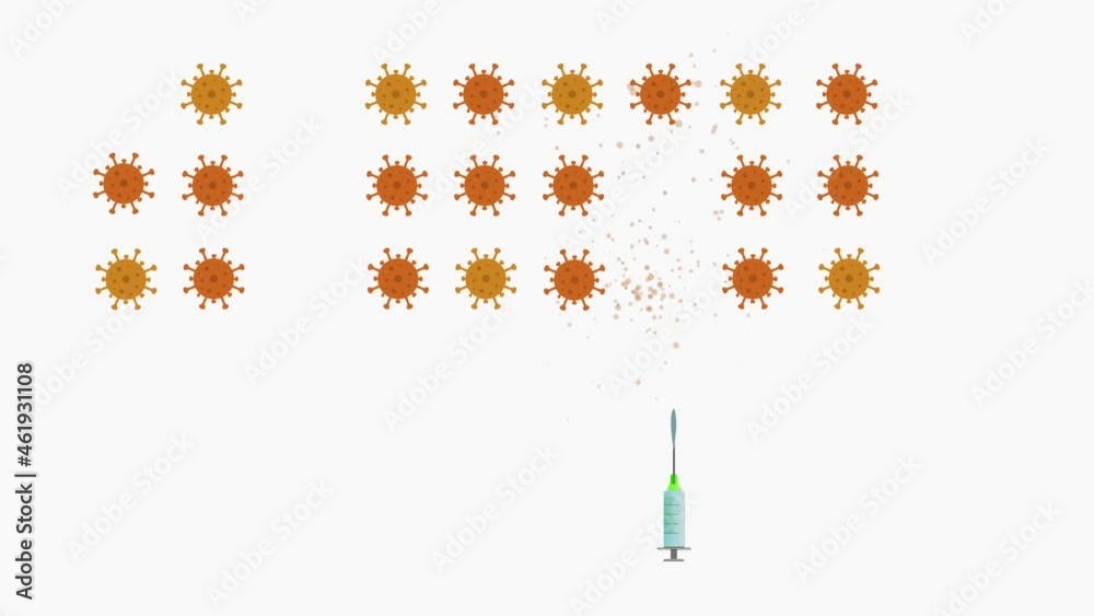 Vaccination to fight pandemic, Syringe shooting at virus, Galaxian ...