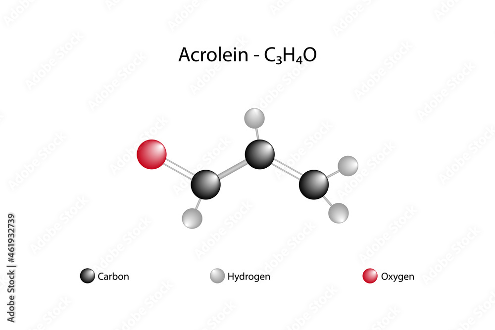 Vetor de Molecular formula of acrolein. Acrolein, the smallest ...