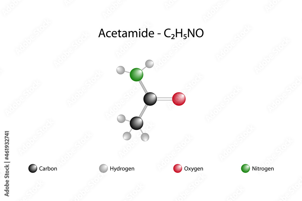 Molecular formula of acetamide. Acetamide is the smallest amide derived ...