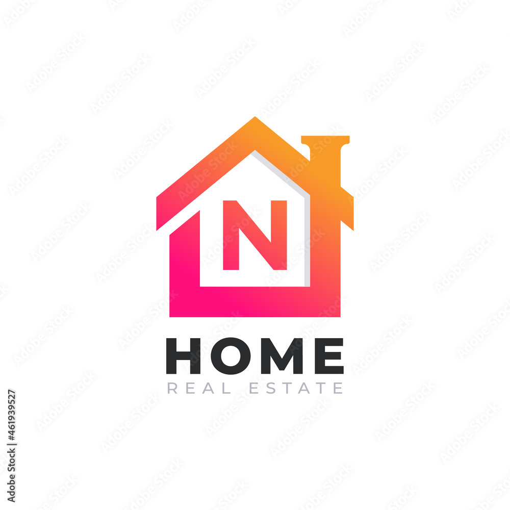 Initial Letter N Home House Logo Design. Real Estate Logo Concept ...