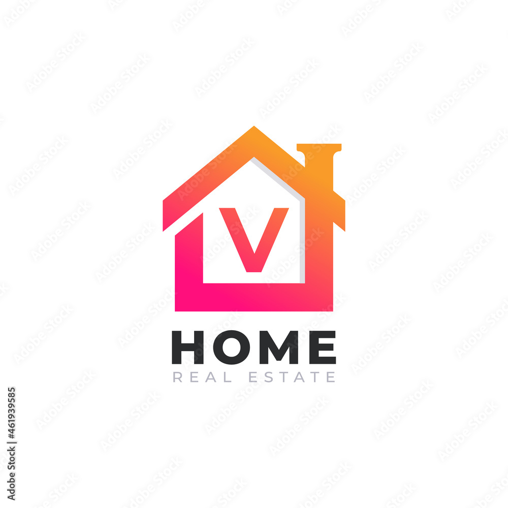 Initial Letter V Home House Logo Design. Real Estate Logo Concept ...