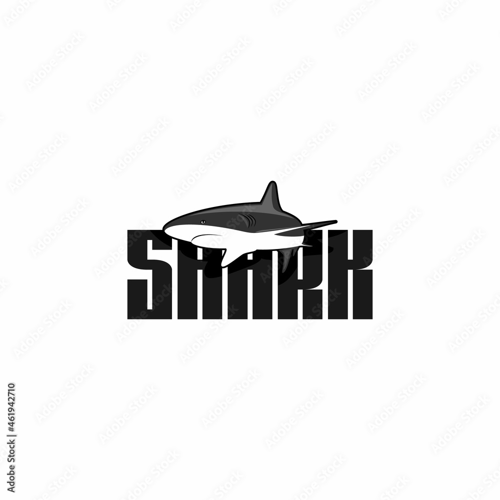 Shark logo. shark and shark writing on it Stock Vector | Adobe Stock