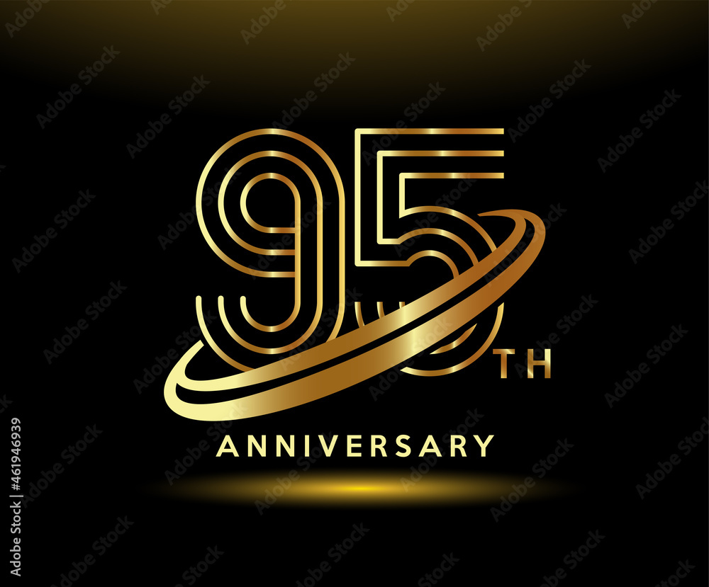 Golden 95 year anniversary celebration logo design inspiration Stock ...