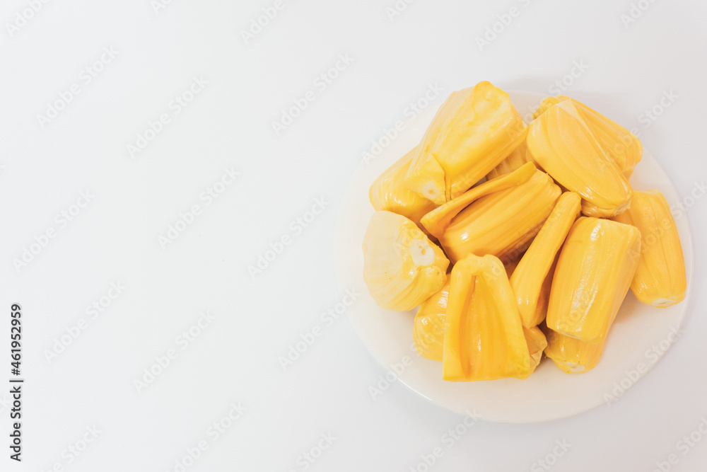 Ripe jack fruits isolated on white background. Fresh Jackfruit or ...